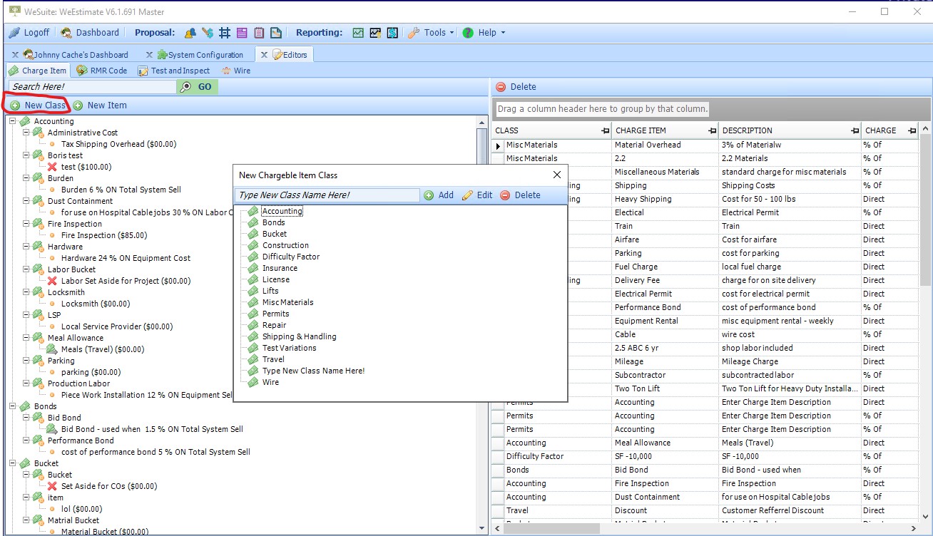 How to Create a Chargeable Item – WeSuite